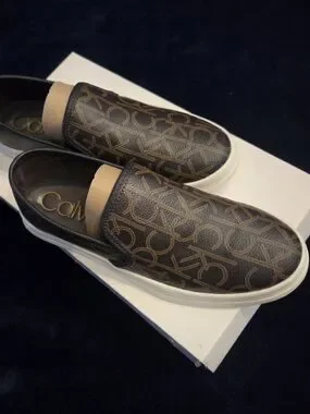 Calvin Klein | Shoes | Calvin Klein Marren Brown Monogram Slipon Size 6 ...